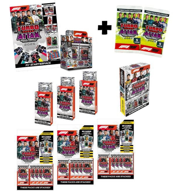 Topps F1 Turbo Attax 2025 Trading Cards - Mega-Bundle + 2 Bonus Packs ...